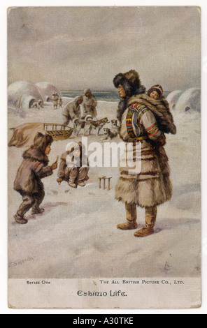 ESKIMO FAMILY IN CAMP Stock Photo - Alamy