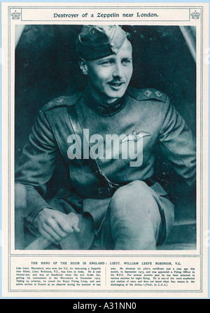 Lieutenant William Leefe Robinson VC first British pilot to shoot down ...