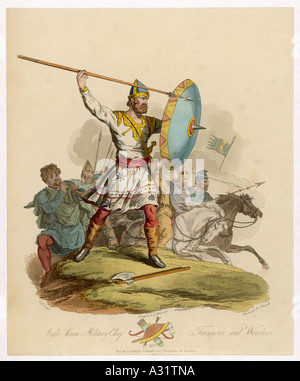 An Anglo-Saxon chief goes into action, wearing no armour beside his ...
