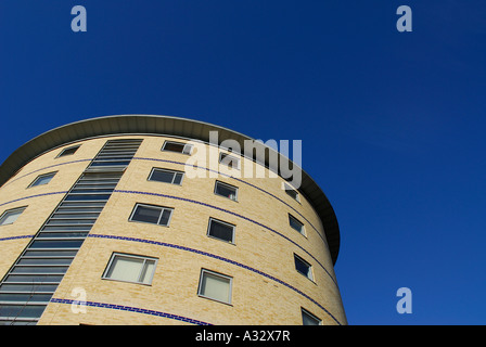 Circular high rise apartment building in downtown Chicago next to the ...