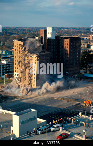 Building demolition by implosion Stock Photo - Alamy