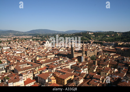 Florence, Italy. A birds eye view of the city landscape toward the ...