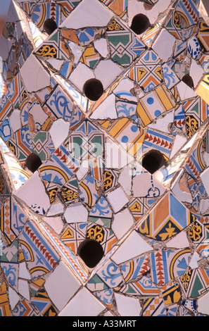 Closeup of a chimney on the roof of Palau Guell by Antoni Gaudi ...