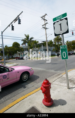 End of the Road: Highway 1 sign at Key West, Florida, marking the ...