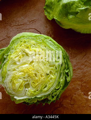 Agriculture - Iceberg lettuce heads on Saltillo tiles, in studio Stock ...