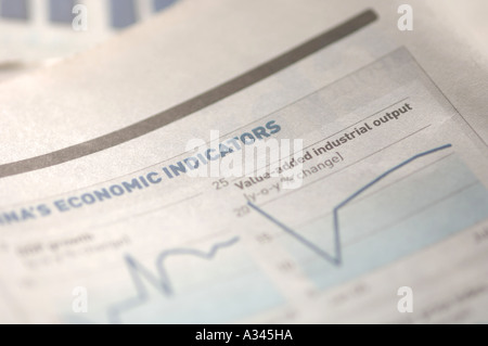 business, capital markets chart newspaper with pencil on the side Stock ...