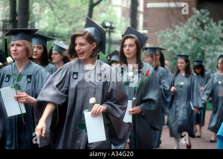 Graduates at Barnard College enter the campus for commencement ...