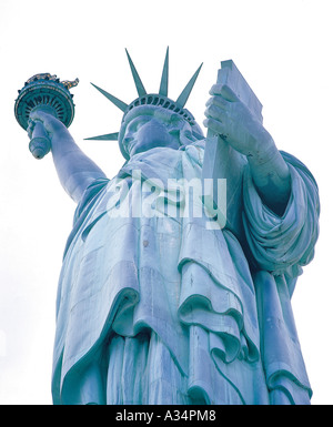A vertical shot of the Statue of Liberty from behind, New York, USA ...