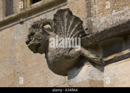 Weathered gargoyle affected by acid rain St Peters Church Winchcombe UK ...