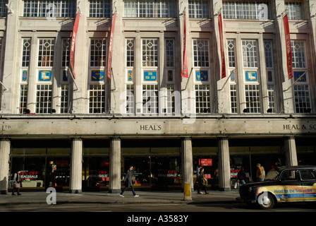 Heals Store Tottenham Court Road London. Colourful flags wave outside ...