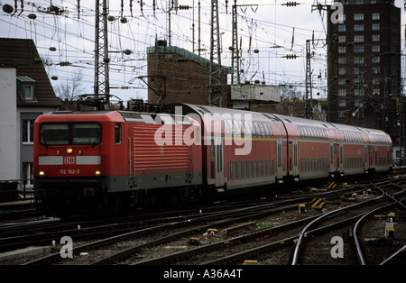 Double-decker Regional Express (RE) passenger train, Leverkusen ...