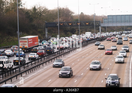 M25 at Junction 8 Reigate Hill blocked with another traffic jam Stock ...
