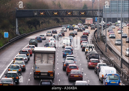 M25 at Junction 8 Reigate Hill blocked with another traffic jam Stock ...