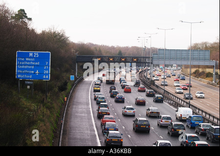 M25 at Junction 8 Reigate Hill blocked with another traffic jam Stock ...