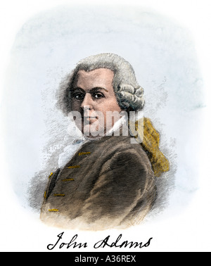 John Adams. Hand-colored woodcut Stock Photo - Alamy