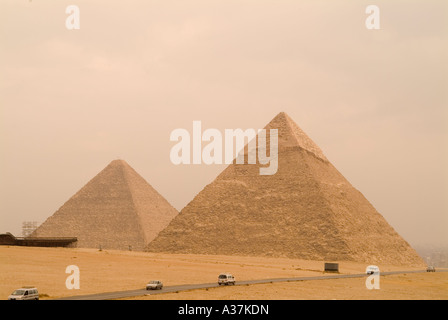 Giza pyramids of Khufo Cheops Khafre Chefren funerary complex plateau ...