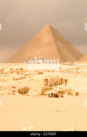 Giza pyramid of Khafre Chefren funerary complex plateau view Stock ...