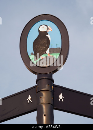 BEAUMARIS, Wales — A colorful puffin sign in Beaumaris, on the Isle of ...