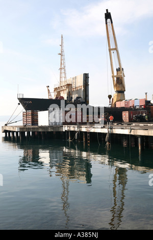 Container ship, Sofrana Kermadec unloading at Simpson Harbour, Rabaul ...