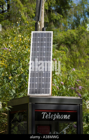 Telephone box powered by solar panel at the Centre for Alternative ...