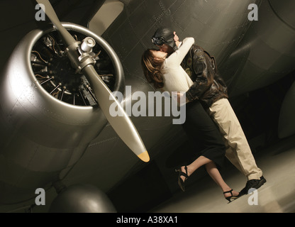 Pilot saying goodbye Stock Photo - Alamy