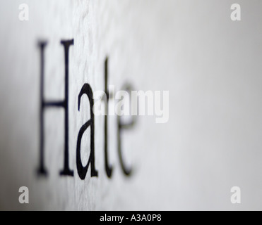 the word hate printed on to texture paper Stock Photo - Alamy