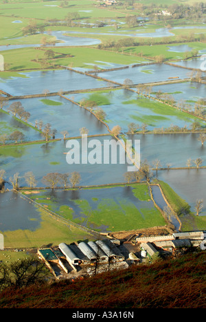 Flooded farmland under the Breidden Hills Montgomeryshire UK Stock ...