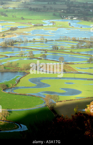 Flooded farmland under the Breidden Hills Montgomeryshire UK Stock ...