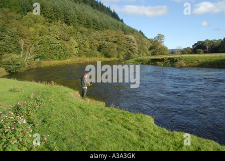 Salmon Fishing in River Conwy Llanrwst Snowdonia North West Wales Stock ...