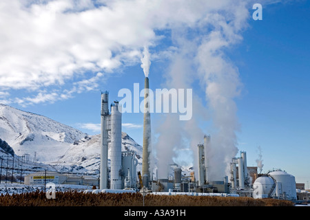 Salt Lake City, Utah - The smokestack for Rio Tinto Kennecott's copper ...