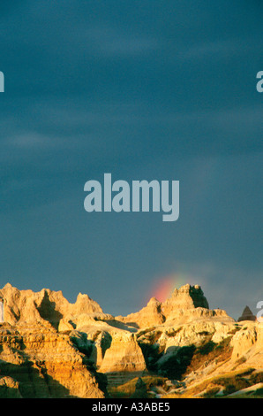 Rainbow & Badlands Stock Photo - Alamy