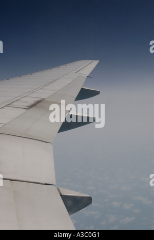 Aircraft Wing on blue sky background, Mediterranean Sea Stock Photo - Alamy