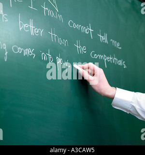 A student writing English sentences on the board Stock Photo - Alamy