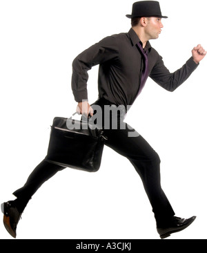 Hurry up. Dynamic side view portrait of business lady in trendy office ...