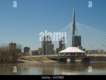 Esplanade Riel Bridge over the Red River Winnipeg Manitoba Canada Stock ...