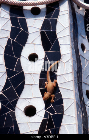Closeup of a chimney on the roof of Palau Guell by Antoni Gaudi Stock ...