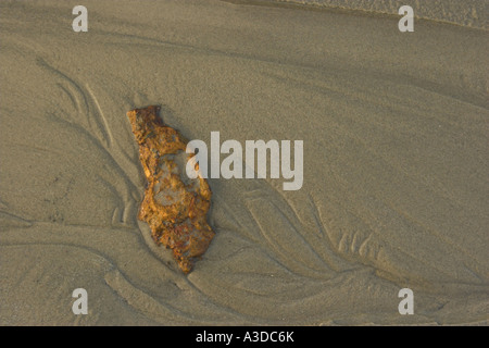 Concept / abstract - A rusting piece of metal on a sandy beach Stock ...
