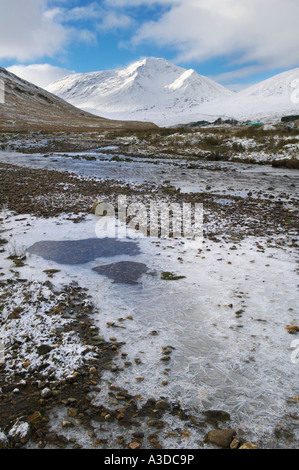 Scottish mountain Ben Lui and River Cononish near Tyndrum in Highland ...