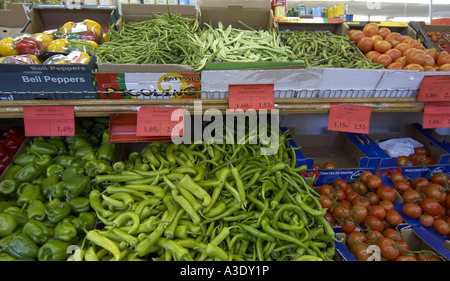 Vegetables display at TFC turkish supermarket Leytonstone London Stock ...