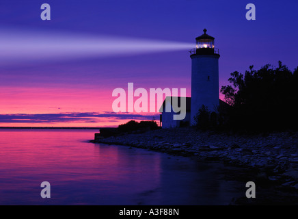 Nine Mile Point Lighthouse at Sunset Simcoe Island Ontario Canada Stock ...