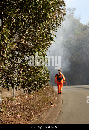 STATE EMERGENCY SERVICE VOLUNTEERS FIGHTING A BUSHFIRE VERTICAL ...
