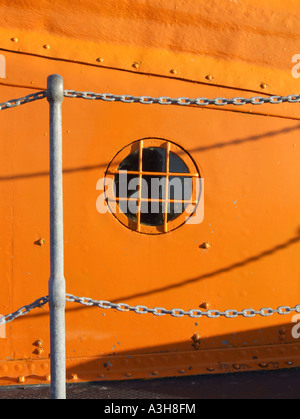 window on old syle lifeboat Stock Photo - Alamy