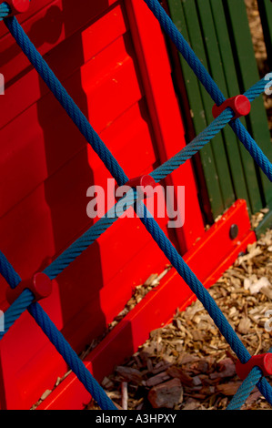 climbing net in children's playground , red rope Childrens playground ...