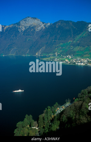 Panoramic view of the mountains at Lake Lucerne in Switzerland Stock ...