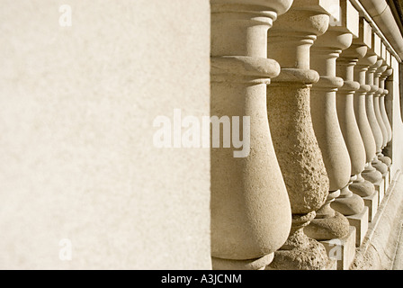 stone balustrade in diminishing perspective. old historic landmark ...