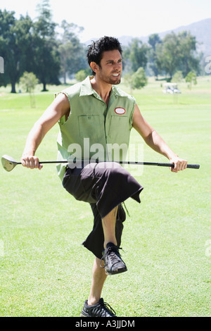 Sports, golf and black man with anger for loss in game, match and ...