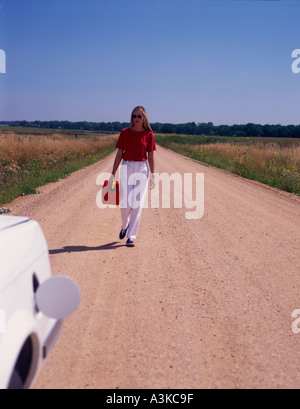 Woman Stranded by Roadside Stalled Car Snowstorm AK Cellular Phone ...