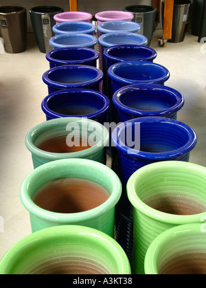 blue green and purple glazed eathenware pottery Morris James Matakana ...