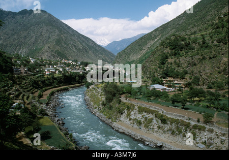 The Darel Khwar river in town of Bahrain, Swat Valley, Pakistan Stock ...
