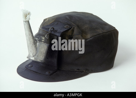 1 one antique old fashion miners cap hat safety metal helmet w battery ...